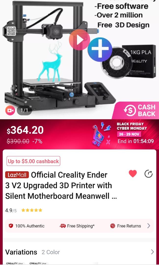 Creality Ender 3v2 3d printer, Computers & Tech, Printers, Scanners ...