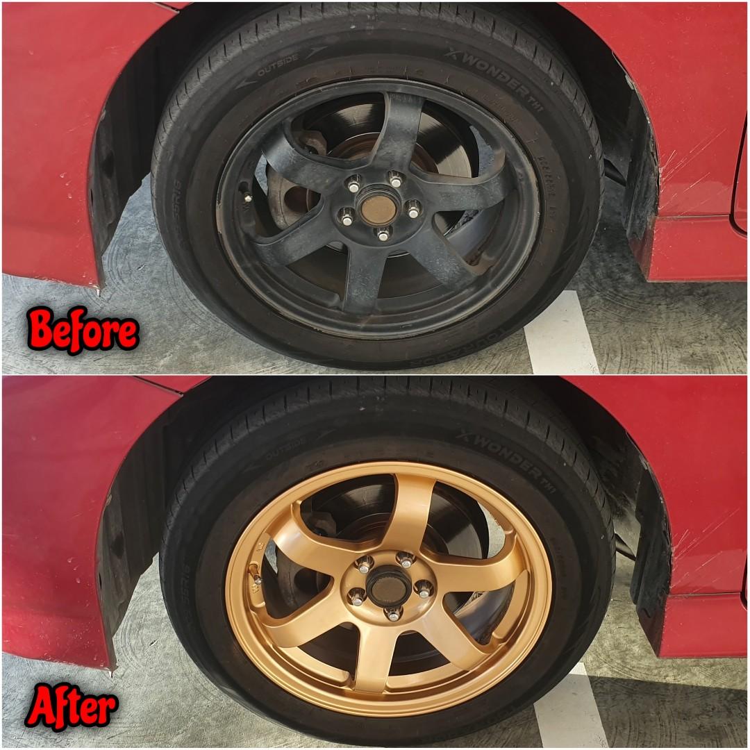 Gold Rims Spray Paint Service On (Toyota Wish), Car Accessories, Tyres ...