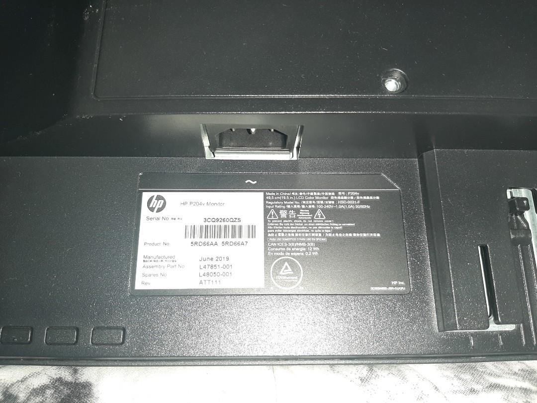 HP P204V monitor, Computers & Tech, Parts & Accessories, Monitor ...