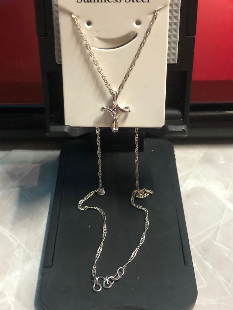 loop cross pendant and chain necklace 925, Women's Fashion, Jewelry ...