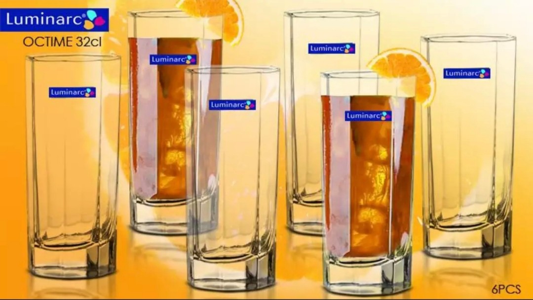 Luminarc Octime Glass Tumbler Tall Crystal Glass (Set of 6 Pcs ...