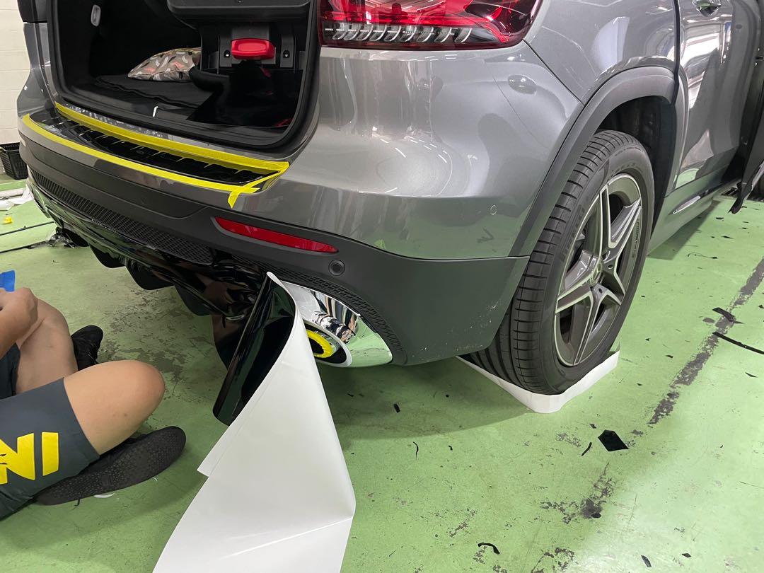 Mercedes GLB car gloss black window trim, roof rack/rail, mirror, front ...