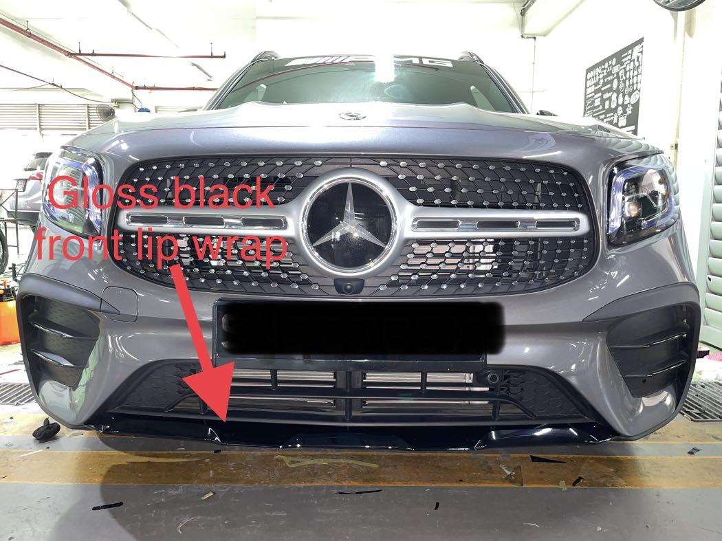 Mercedes GLB car gloss black window trim, roof rack/rail, mirror, front ...