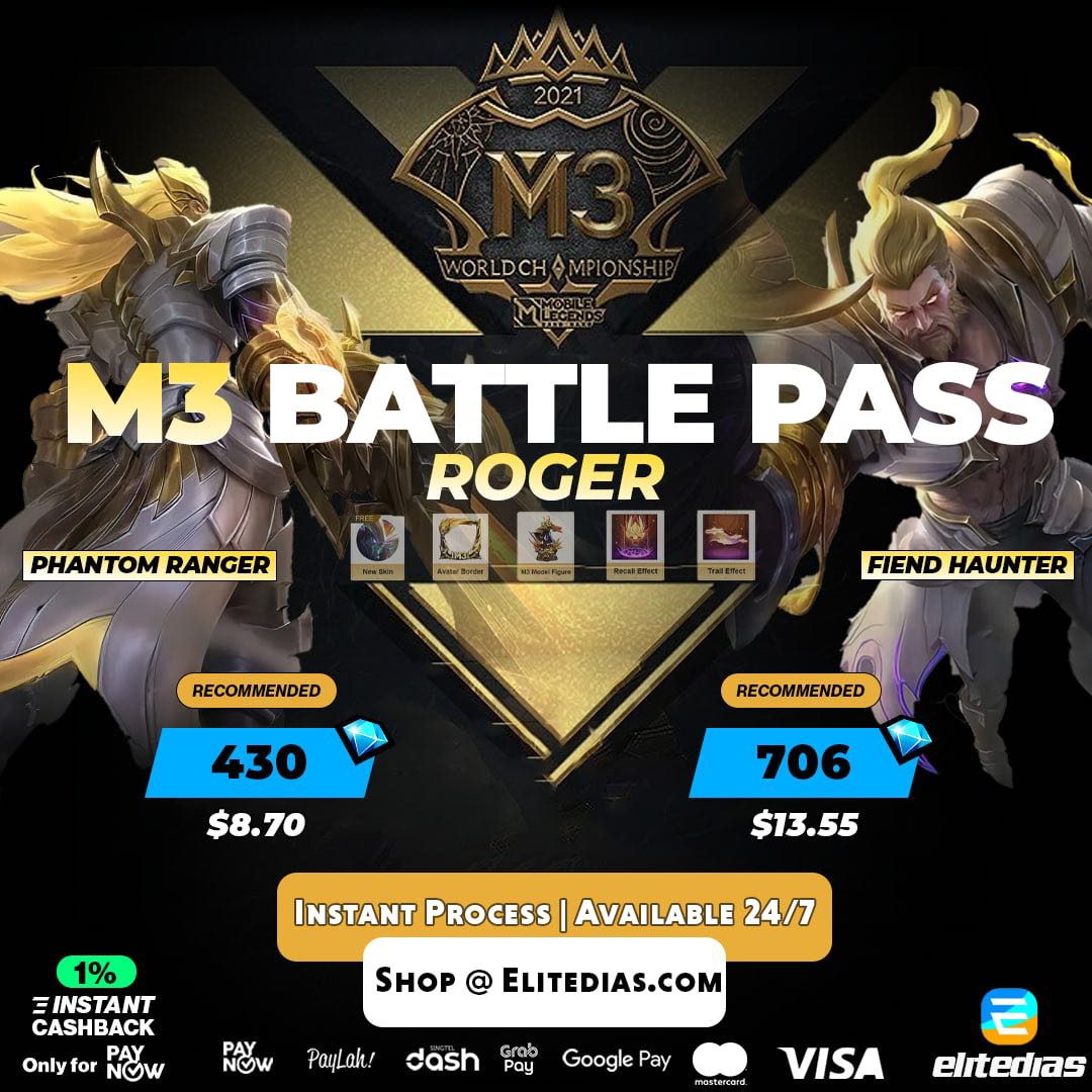 !!Mobile Legends M3 Battle Pass Roger!! Mobile Legends diamond topup ...