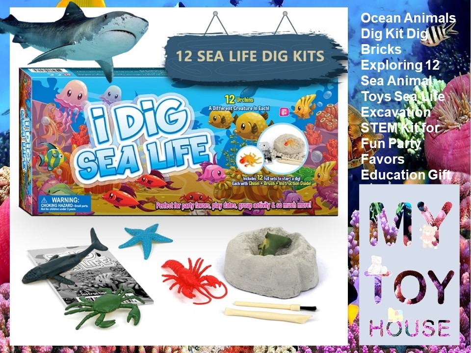 Ocean Animals Dig Kit Dig Bricks Exploring 12 Sea Animal Toys Sea Life ...