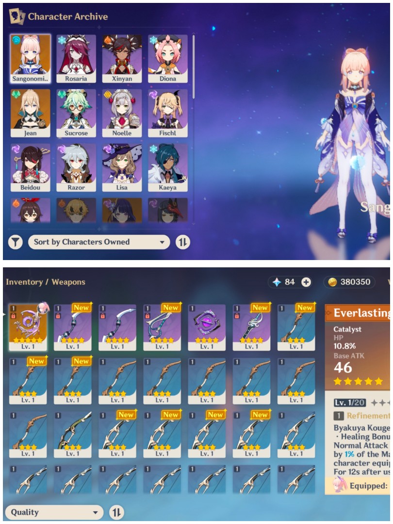 RUSH" Genshin impact Starter Kokomi Jean everlasting moonglow ...