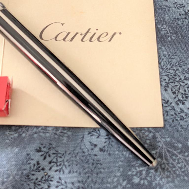 Cartier Calligraphy Fountain Pen Onyx and Platinum 18k Gold Nib (1.5mm ...