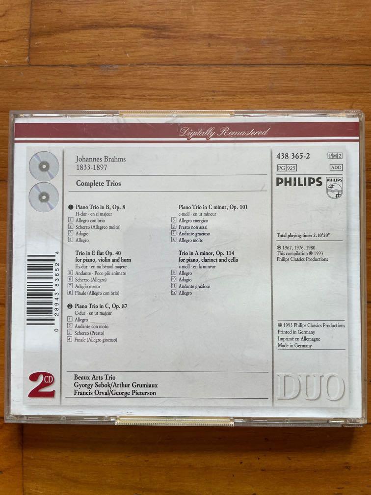 Classical Brahms Complete Trios (2 CD), Hobbies & Toys, Music & Media ...