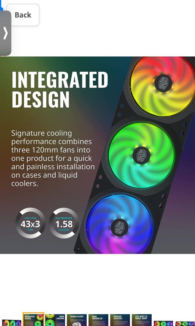 Cooler Master MasterFan SF360R ARGB 360mm All-In-One Square Frame Fan w ...