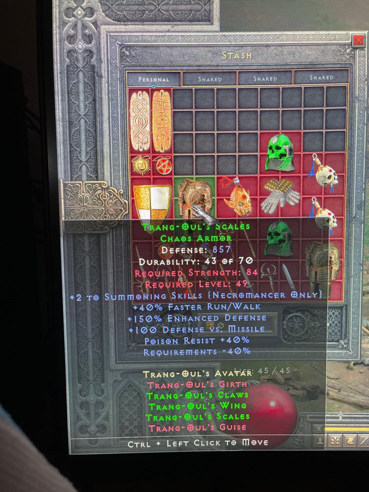 D2R Trang-Oul Scales Chaos Armor, Video Gaming, Gaming Accessories, In ...