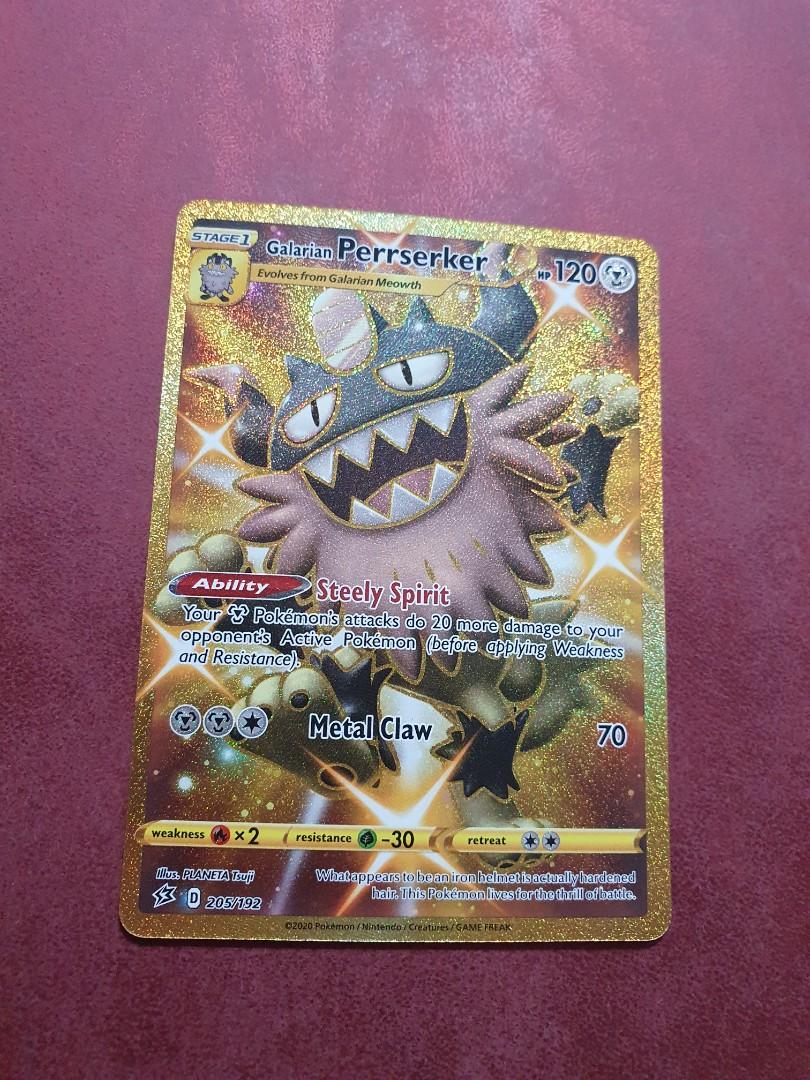 Galarian perrserker gold pokemon card, Hobbies & Toys, Toys & Games on ...