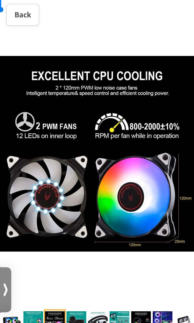 GOLDEN FIELD SF240 RGB All-in-One Liquid CPU Cooler With 240mm Radiator ...