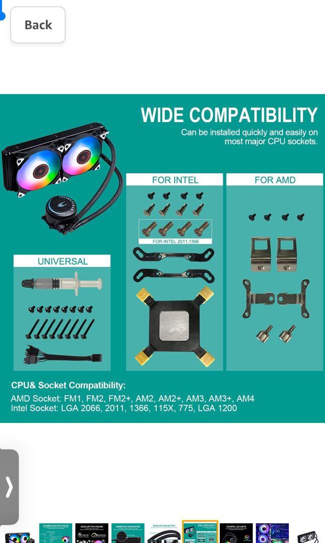 GOLDEN FIELD SF240 RGB All-in-One Liquid CPU Cooler With 240mm Radiator ...