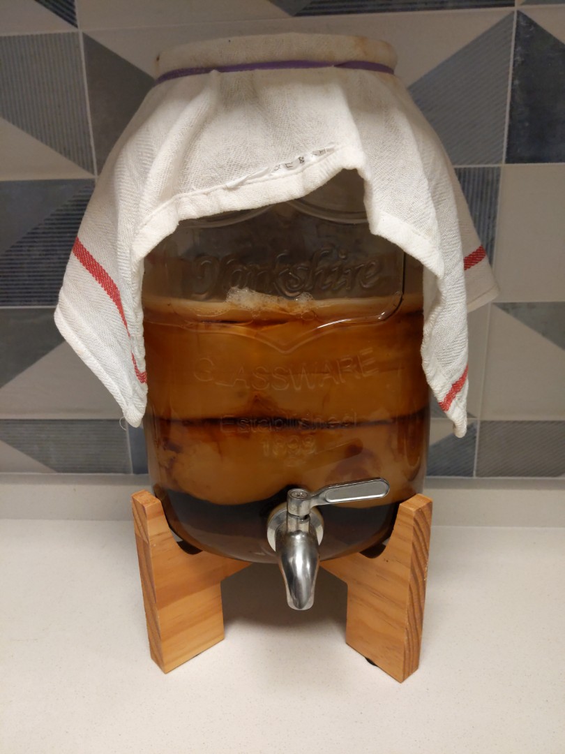 Kombucha Set in 8L Glass Mason Jar Dispenser w/ wood stand, Furniture ...