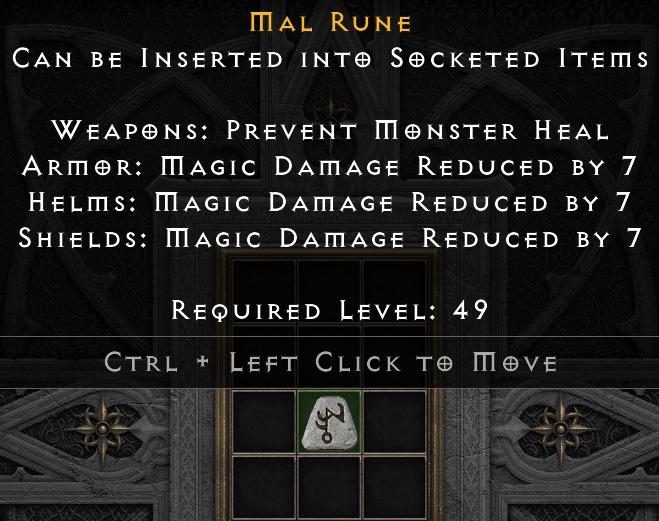 Mal Rune (D2R Diablo 2), Video Gaming, Gaming Accessories, In-Game ...