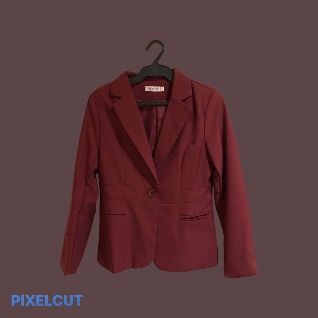 Maroon Office Jacket/Coat, Women's Fashion, Coats, Jackets and ...