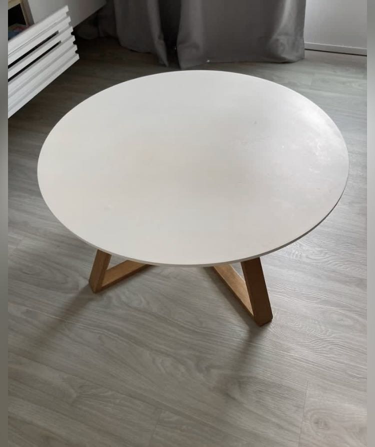 Milky white round coffee table, Furniture & Home Living, Furniture ...