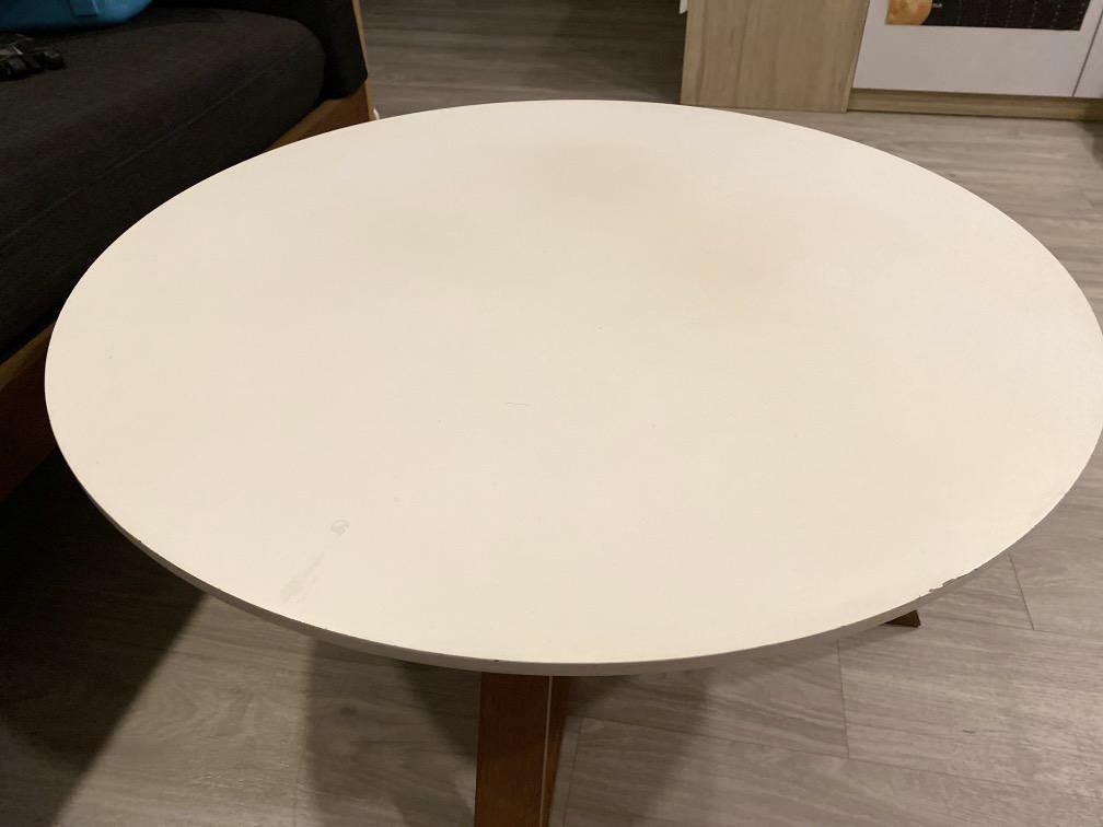 Milky white round coffee table, Furniture & Home Living, Furniture ...