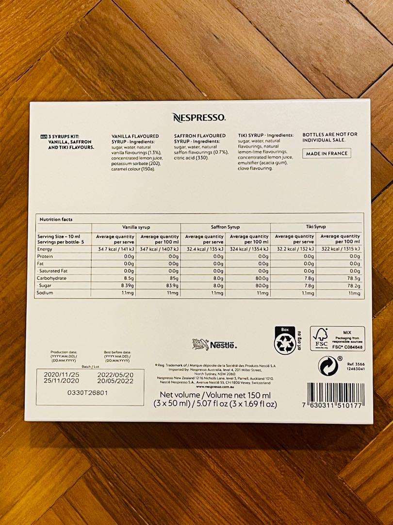Nespresso Le Sirop de Monin Coffee Syrups (Vanilla/Saffron/Tiki), Food ...