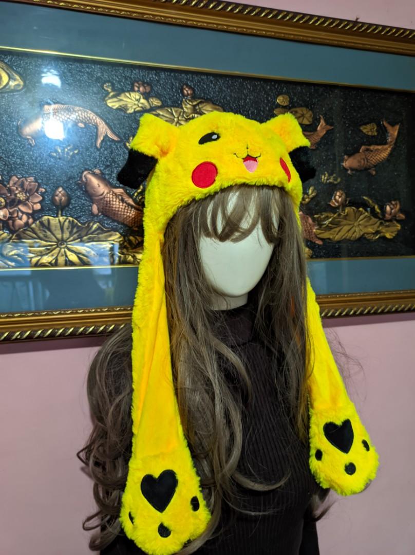 Pikachu plush hat, Men's Fashion, Watches & Accessories, Caps & Hats on ...
