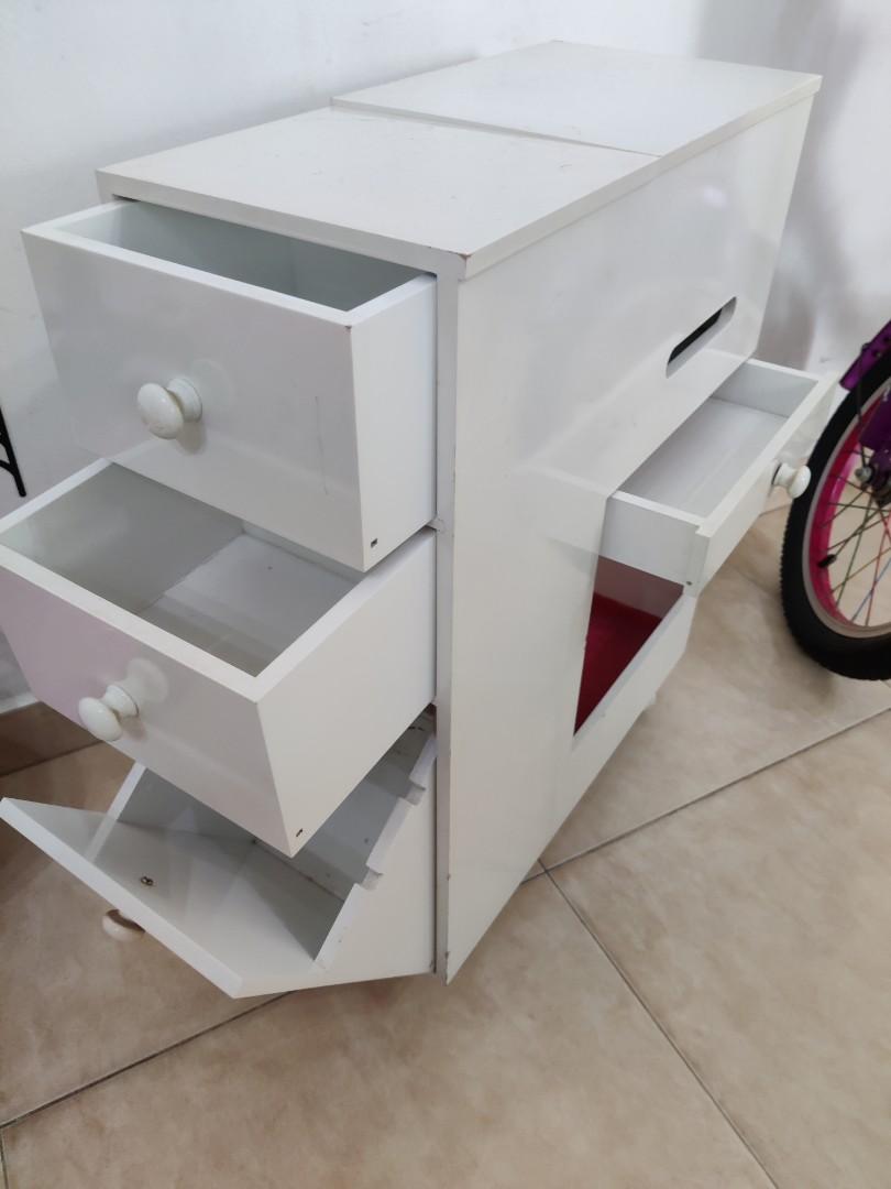 Portable Dressing Table Mobile Mirror Storage Cabinet Organizer with ...