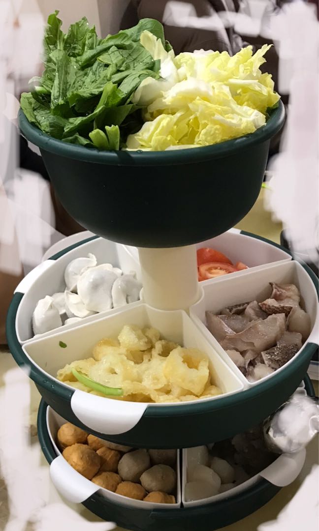 Rotating Hotpot platter 3 tiers, Furniture & Home Living, Kitchenware ...