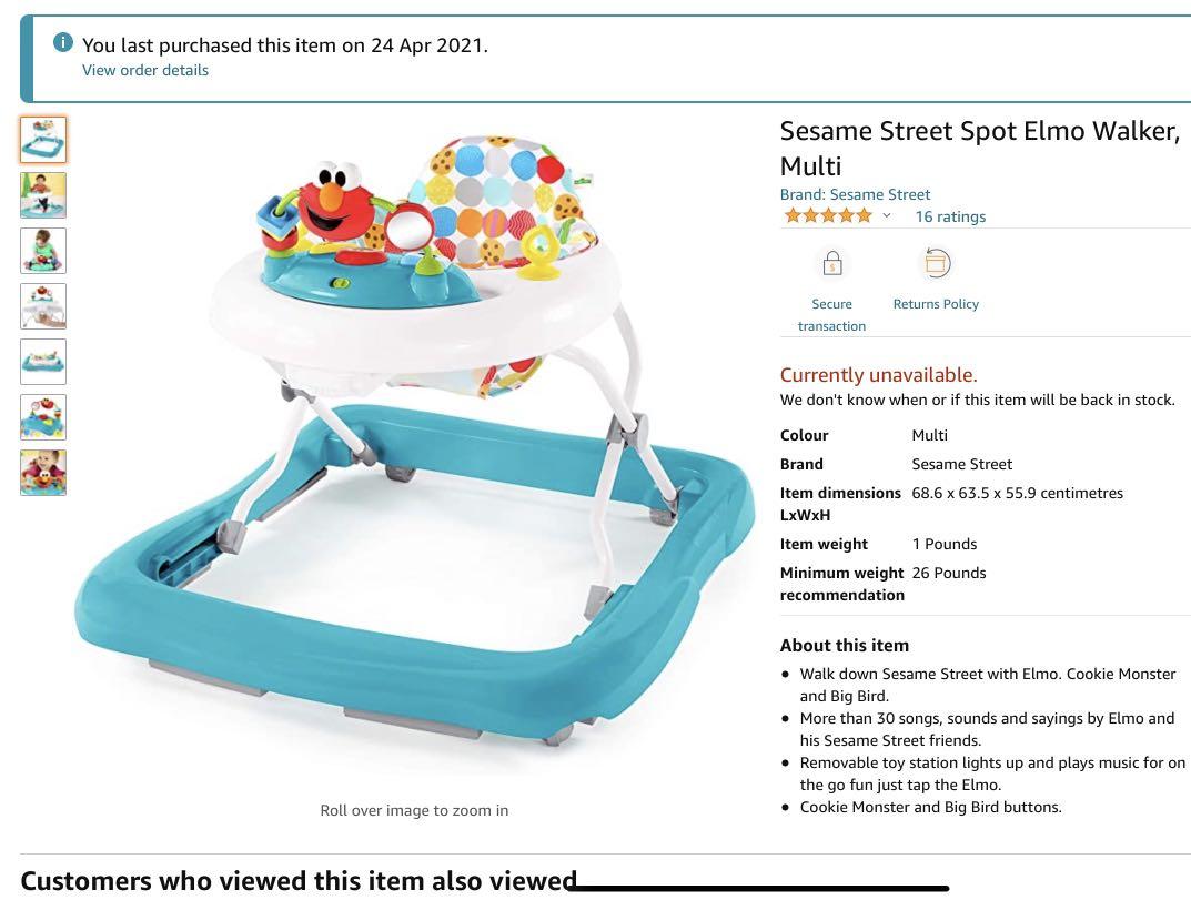 Sesame Street Spot Elmo Walker, Multi, Babies & Kids, Infant Playtime ...