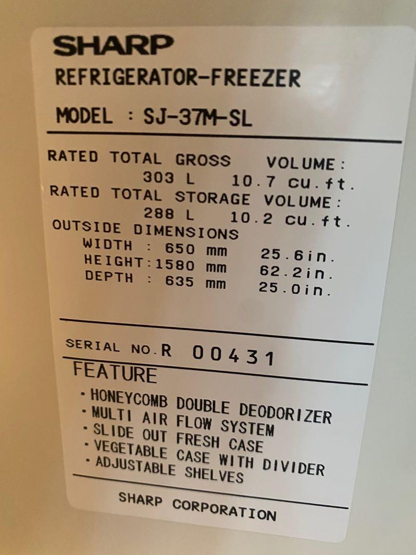 Sharp Fridge, 288L, TV & Home Appliances, Kitchen Appliances ...