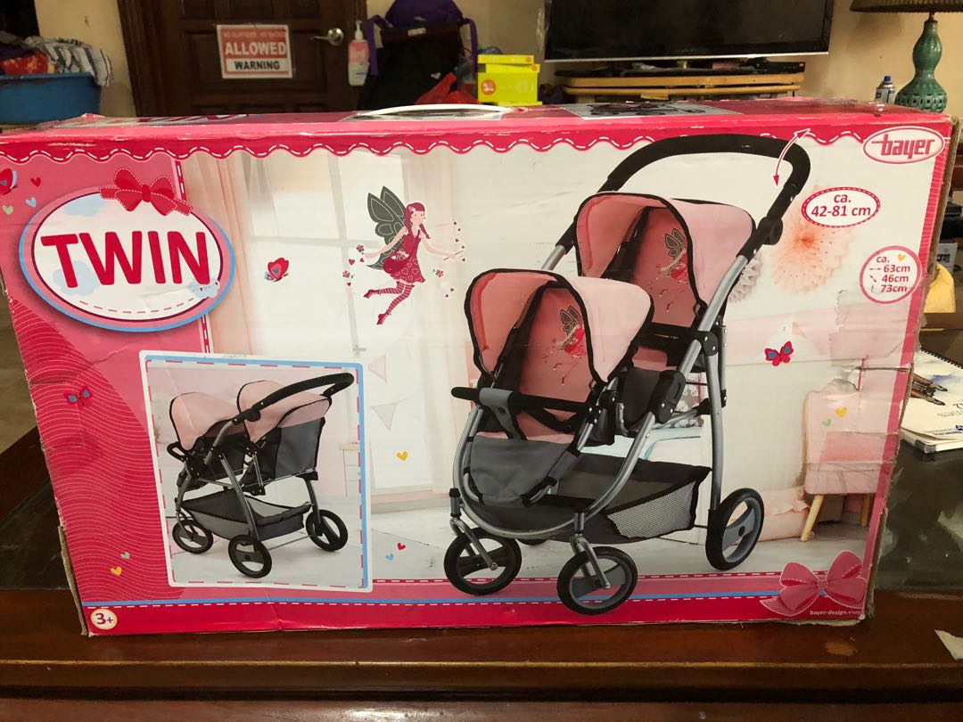 Twin tandem doll pram/stroller, Hobbies & Toys, Toys & Games on Carousell