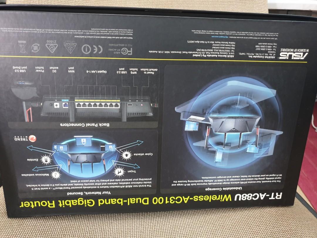 ASUS gaming router RT AC 88U in box and free Singtel modem, Computers ...