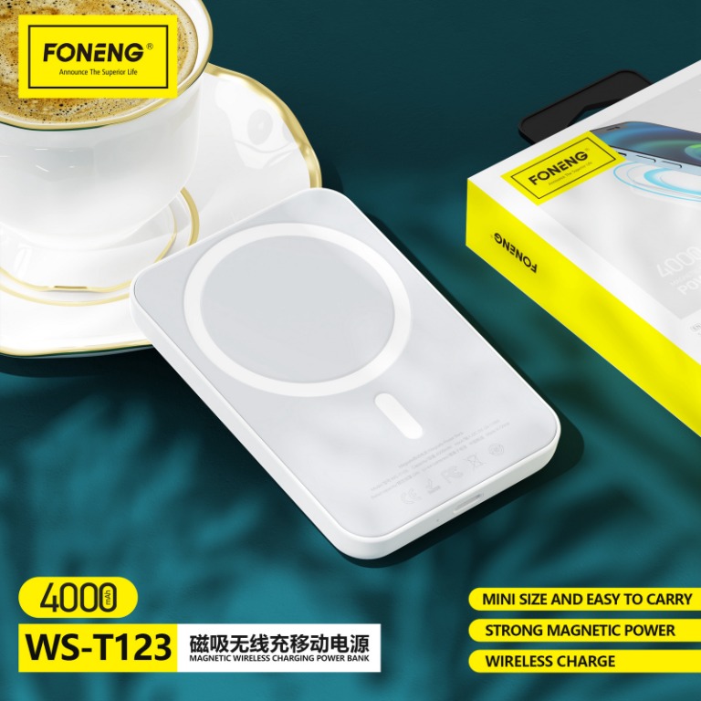 Foneng WS-T123 Magnetic Wireless Charging Power Bank For iPhone - 4000 ...