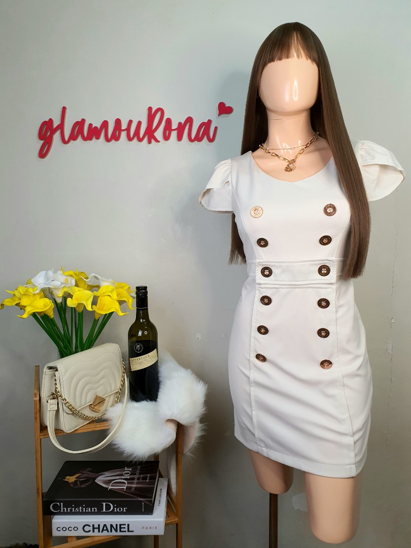 FORMAL BUTTON DRESS IN CREAM, Women's Fashion, Dresses & Sets, Dresses ...