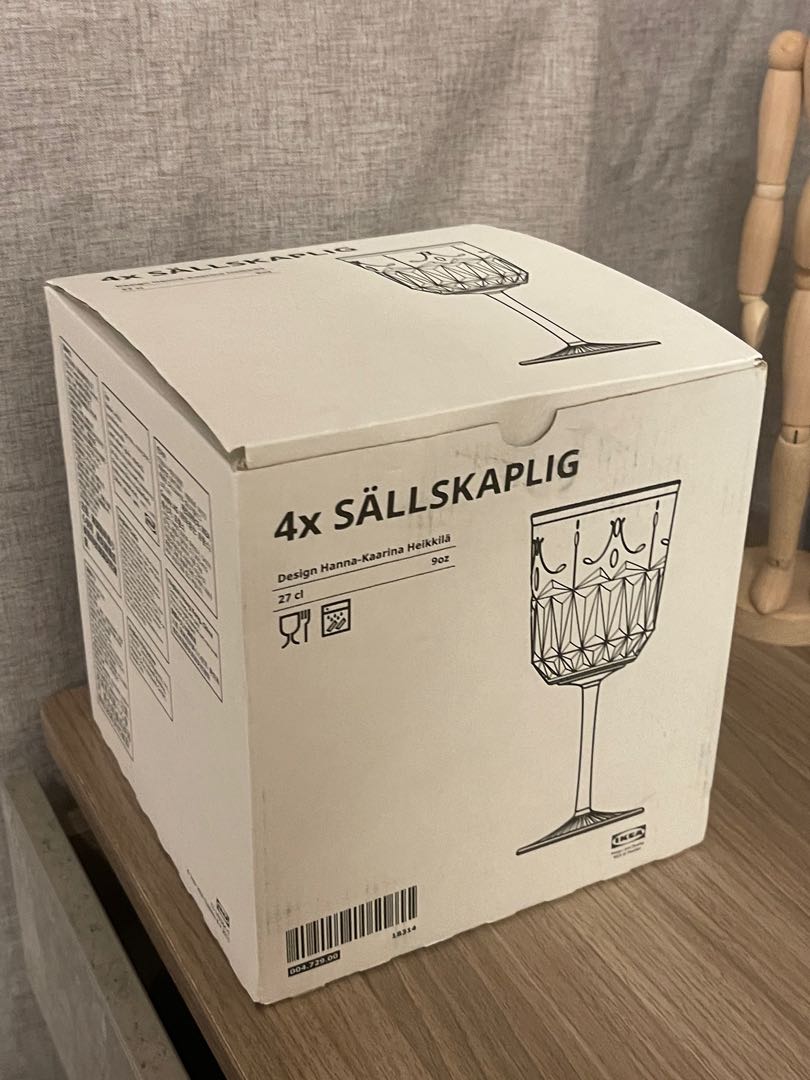 IKEA SALLSKAPLIG - WINE GLASSES x4, TV & Home Appliances, Kitchen ...