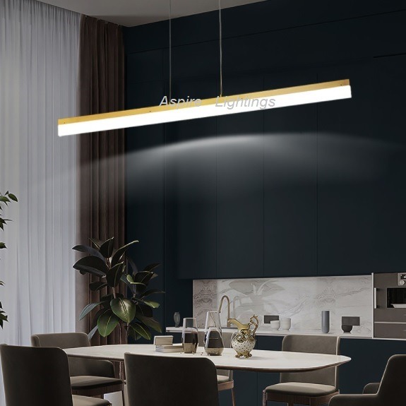 Linear Sleek Rectangle Hanging Light, Furniture & Home Living, Lighting ...
