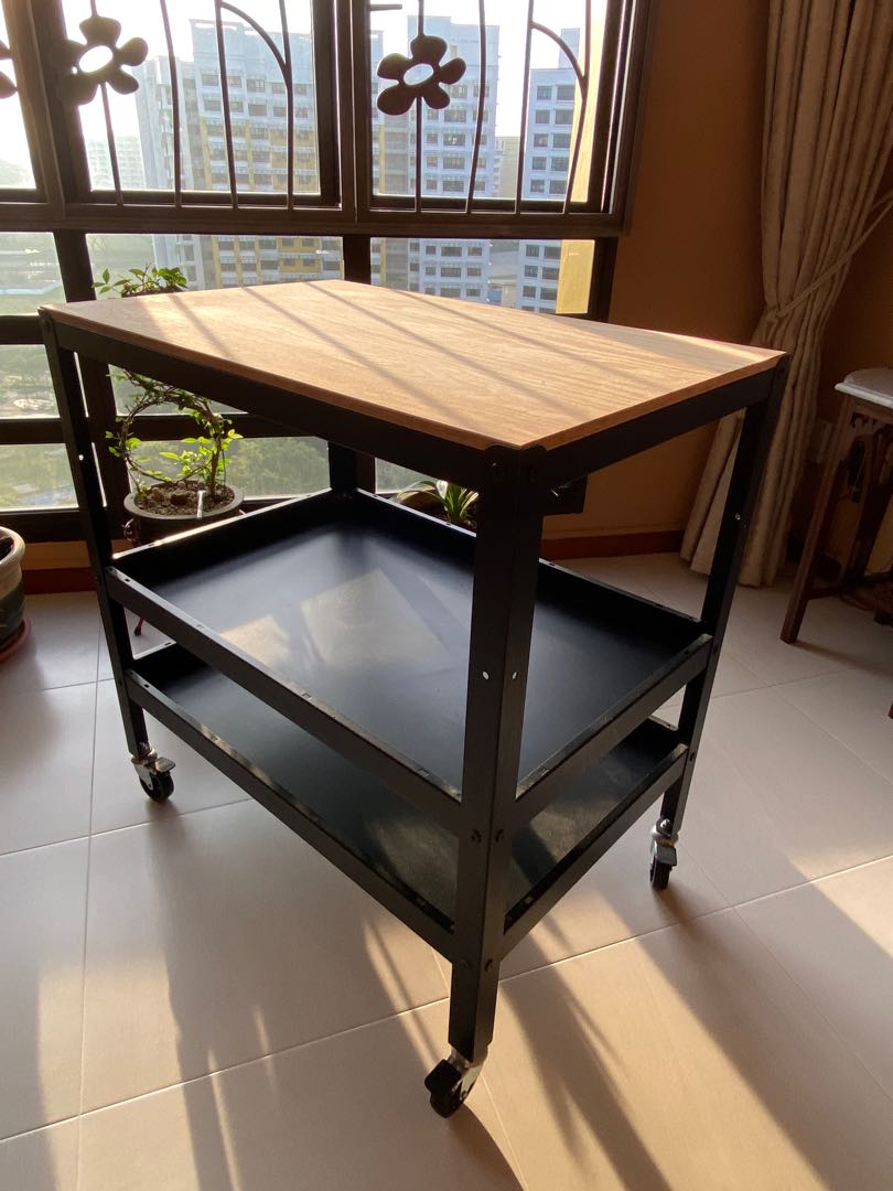 Metal rack with wheels and adjustable shelf, Furniture & Home Living ...