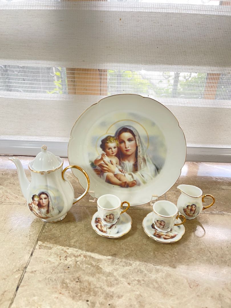 Miniature Madonna & Child Tea Set, Furniture & Home Living, Home Decor ...