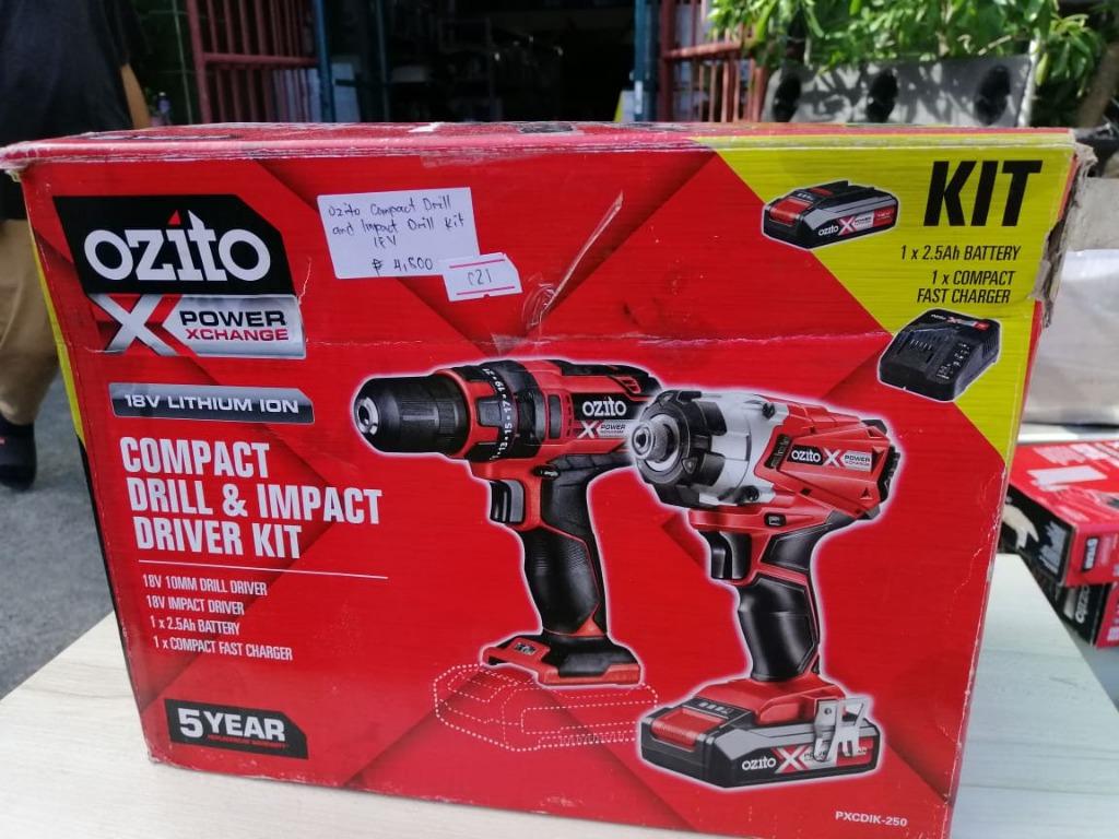 Ozito Compact Drill and Impact Drill Kit 18V, Commercial & Industrial ...