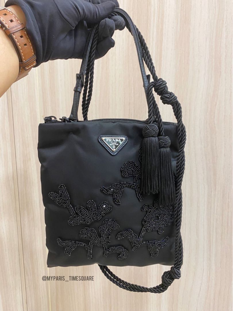 Prada 1BA252 Embroidered Nylon Sling Bag, Luxury, Bags & Wallets on Carousell