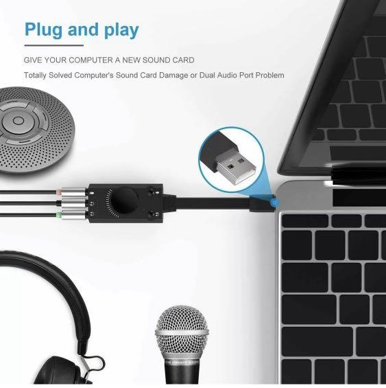 USB Sound Card TechRise External Adapter Splitter Converter AA50311 ...