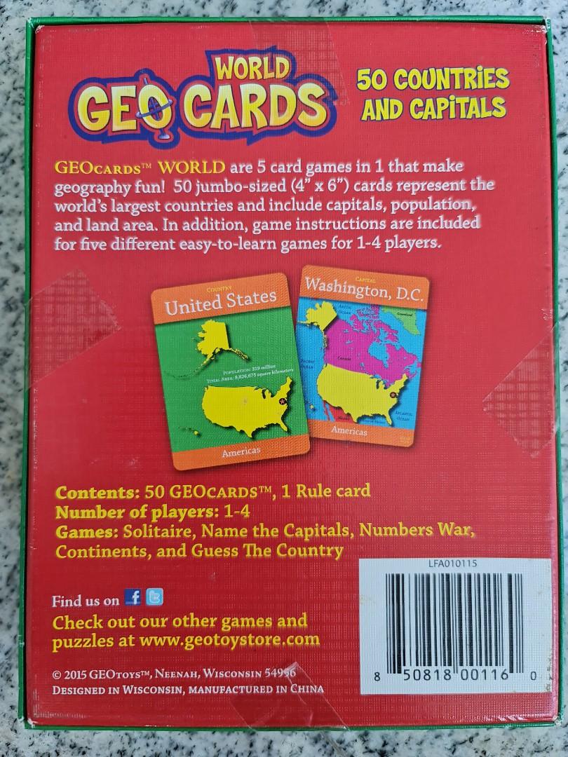 World geo cards - 50 countries and capitals, Hobbies & Toys, Toys ...