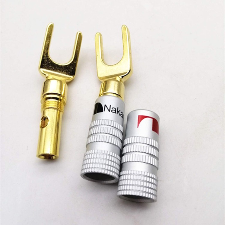 4pcs Y-shaped banana plug banana connector U-shaped audio plug gold ...