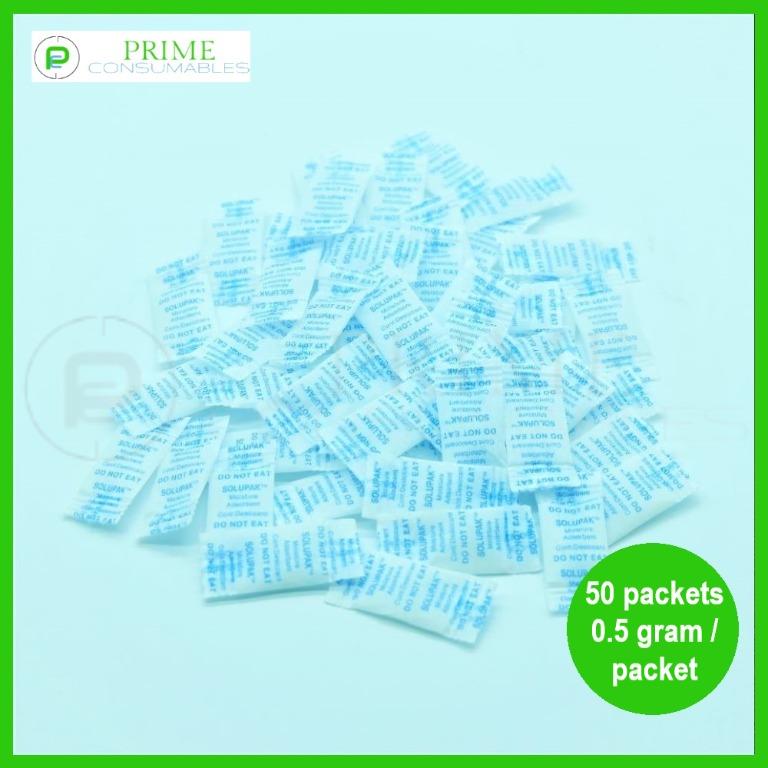 50packs 0.5grams Solupak Silica Gel Desiccant Pack Moisture Absorber ...