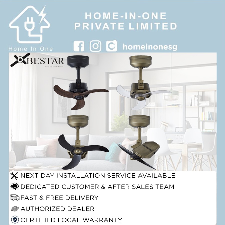 BESTAR DINO CORNER FAN 16" MATTE BLACK / AB DC MOTOR + REMOTE ...