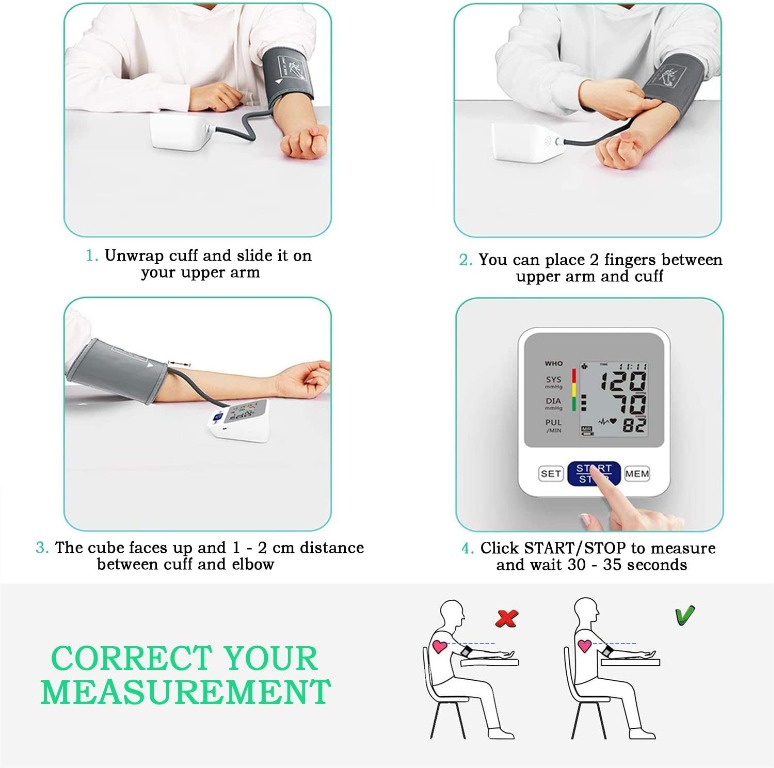 (BLUE) Upper Arm Blood Pressure Monitor,Blood Pressure Machine,Digital ...
