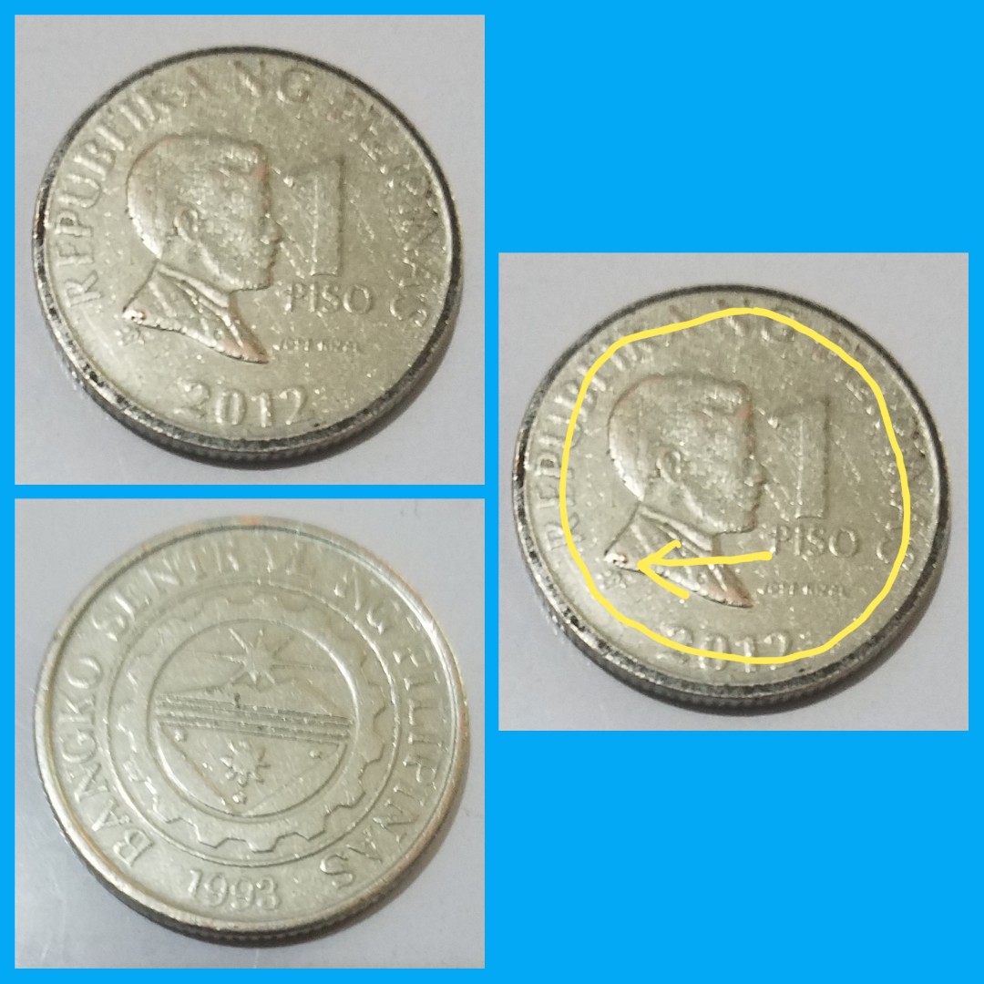 Bsp coin 1 peso series yr 2012 error coin Double Rim / Die Crack ...