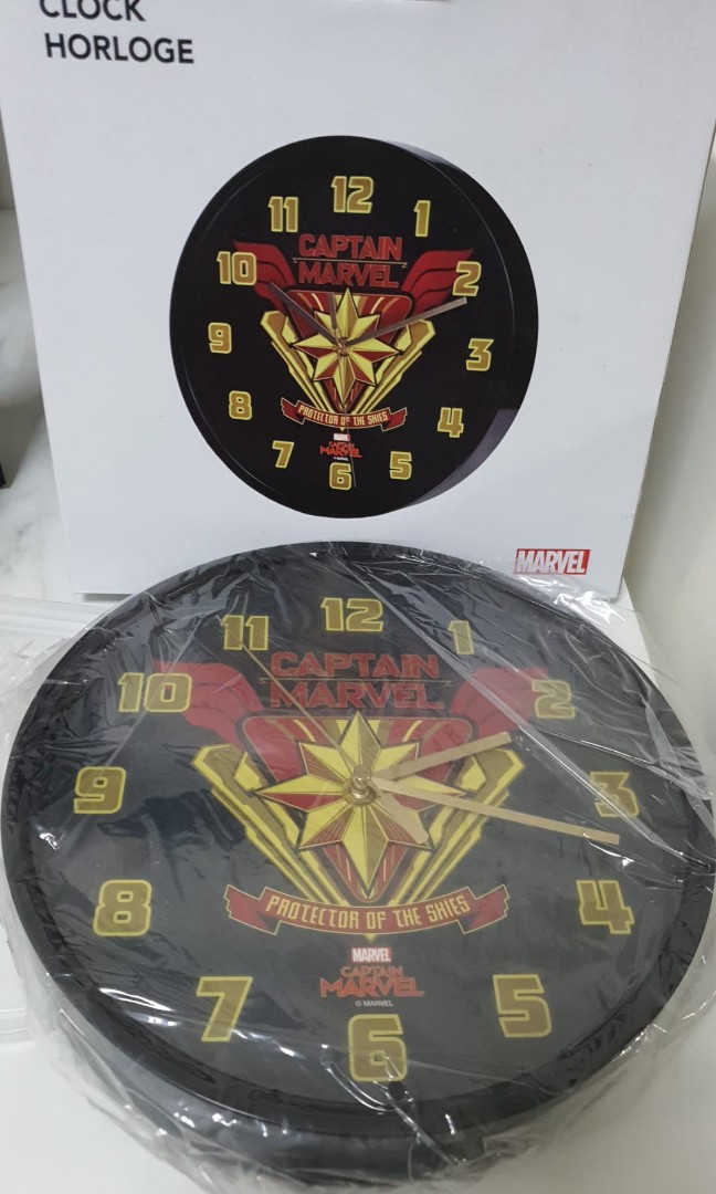 Captain Marvel Clock, Furniture & Home Living, Home Decor, Clocks on ...