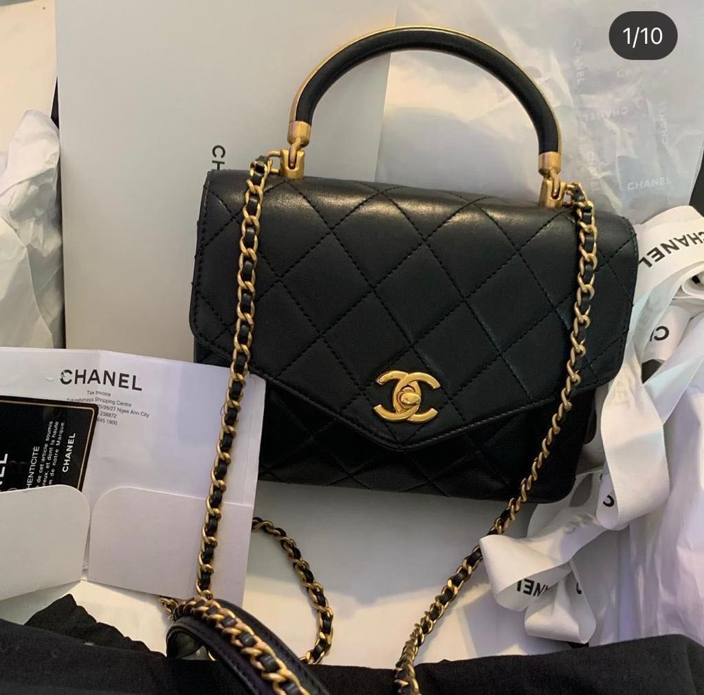 Chanel top handle mini flap bag, Luxury, Bags & Wallets on Carousell
