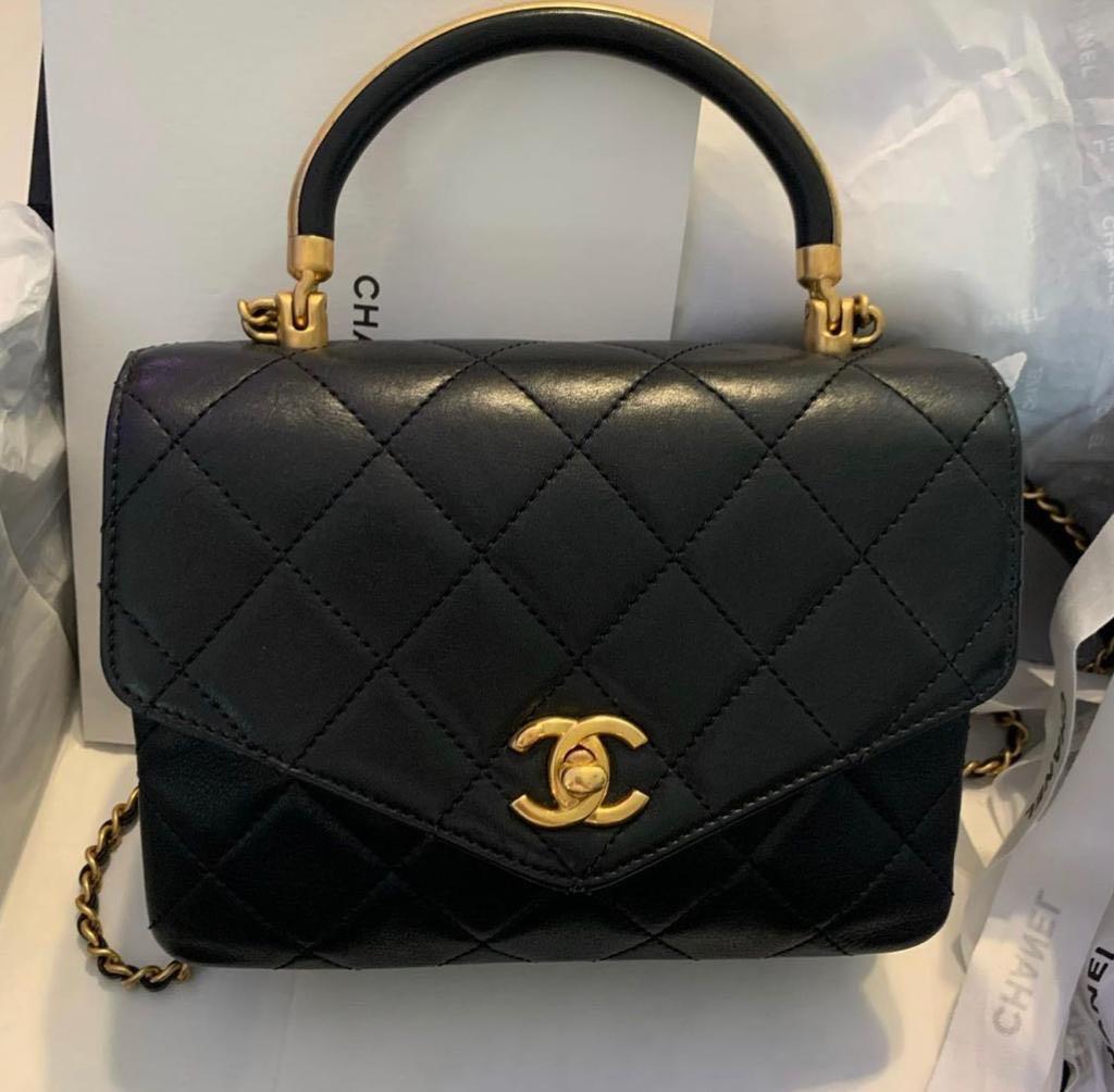 Chanel top handle mini flap bag, Luxury, Bags & Wallets on Carousell