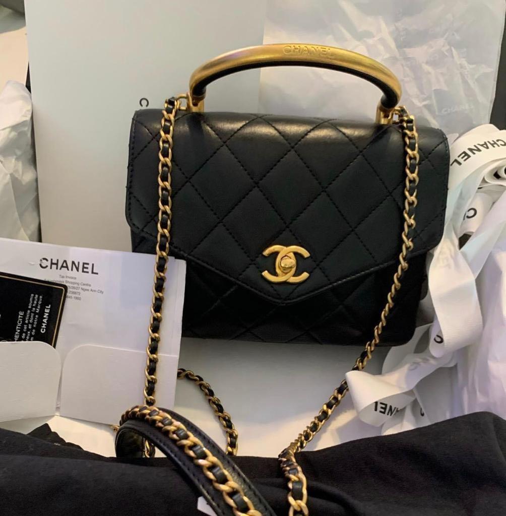 Chanel top handle mini flap bag, Luxury, Bags & Wallets on Carousell