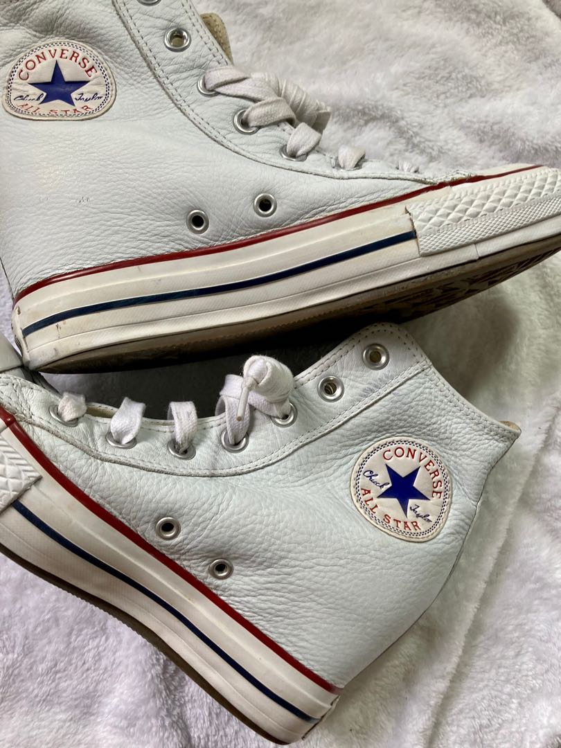 Converse Chuck Taylor White leather All Star Platform Plus 544927 ...